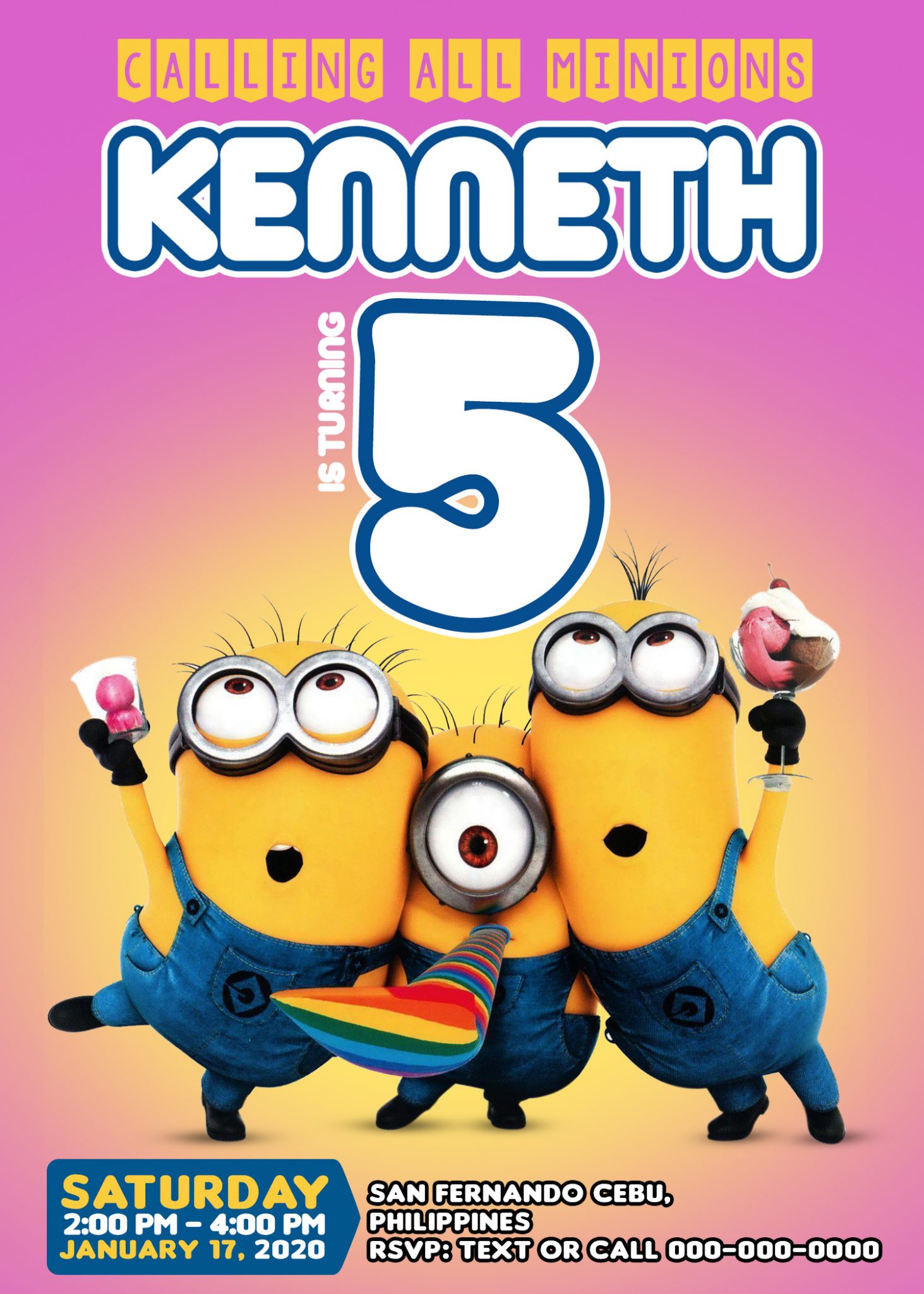 Minion birthday invitation, Minion Party, Printable, Birthday Party ...