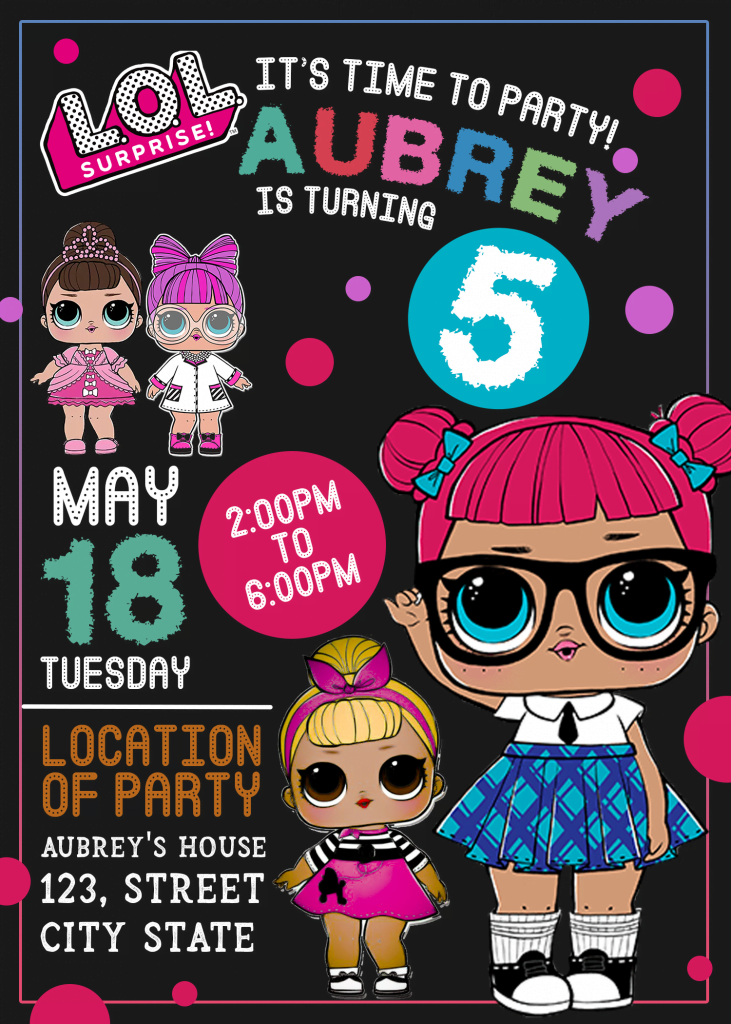 LOL Surprise Dolls Birthday Party Invitation 2 - Jamakodesigns