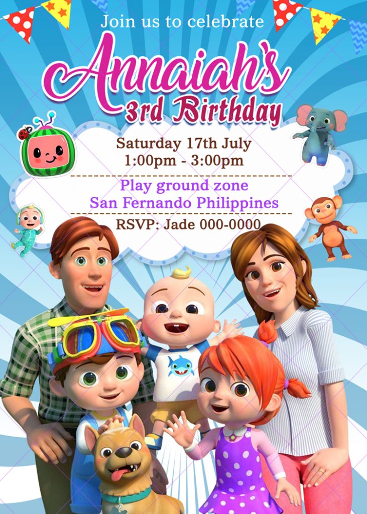 Cocomelon Birthday Invitation design - Jamakodesigns