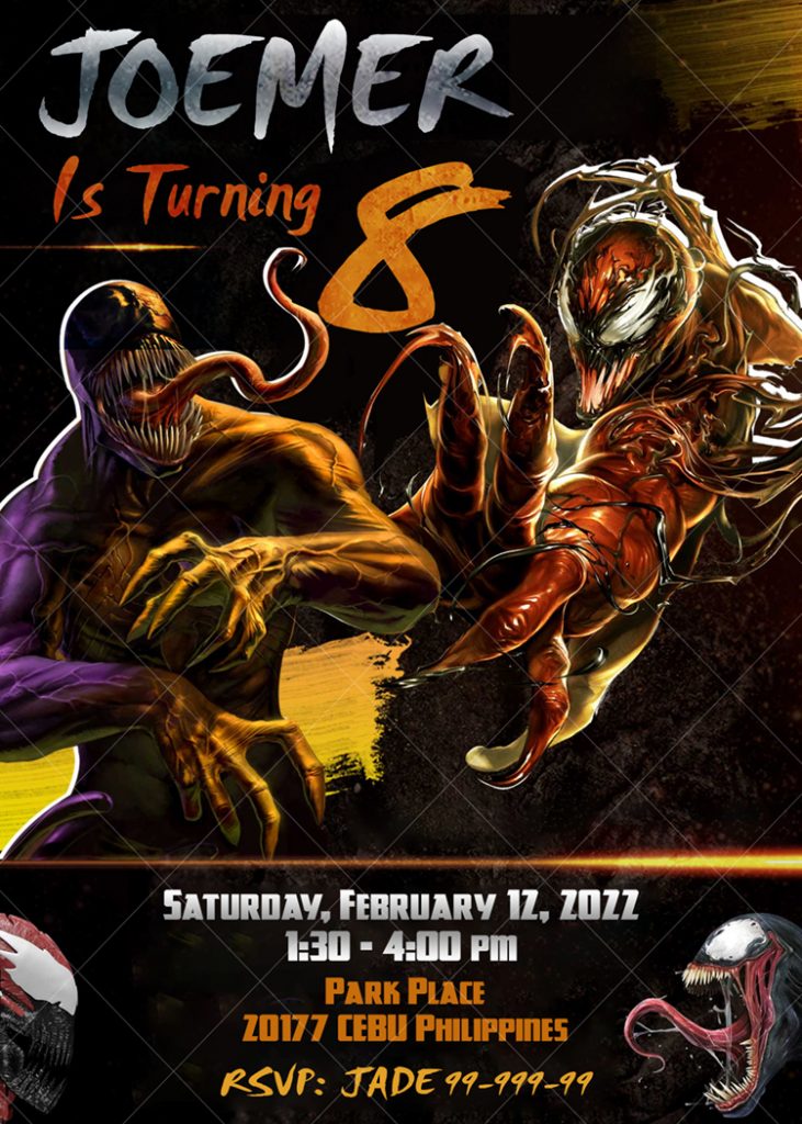 Venom vs Carnage Birthday Invitation - Jamakodesigns