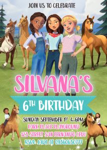 Spirit Riding Birthday Invitation, Flower Themed Spirit Birthday Invite ...