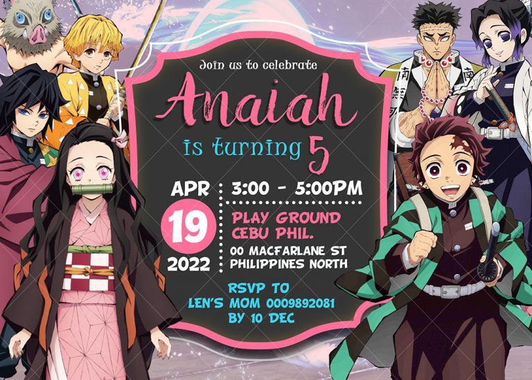 Demon slayer Invitation Template to Print, Portrait Printable 4 x 6 or ...