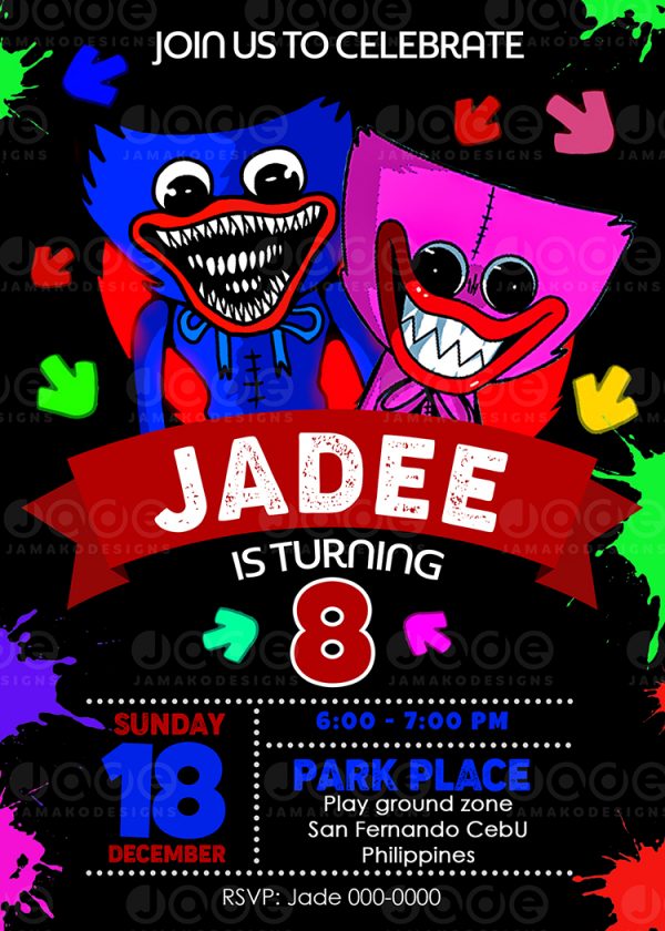 Huggy Wuggy Digital Birthday Invitation - Jamakodesigns