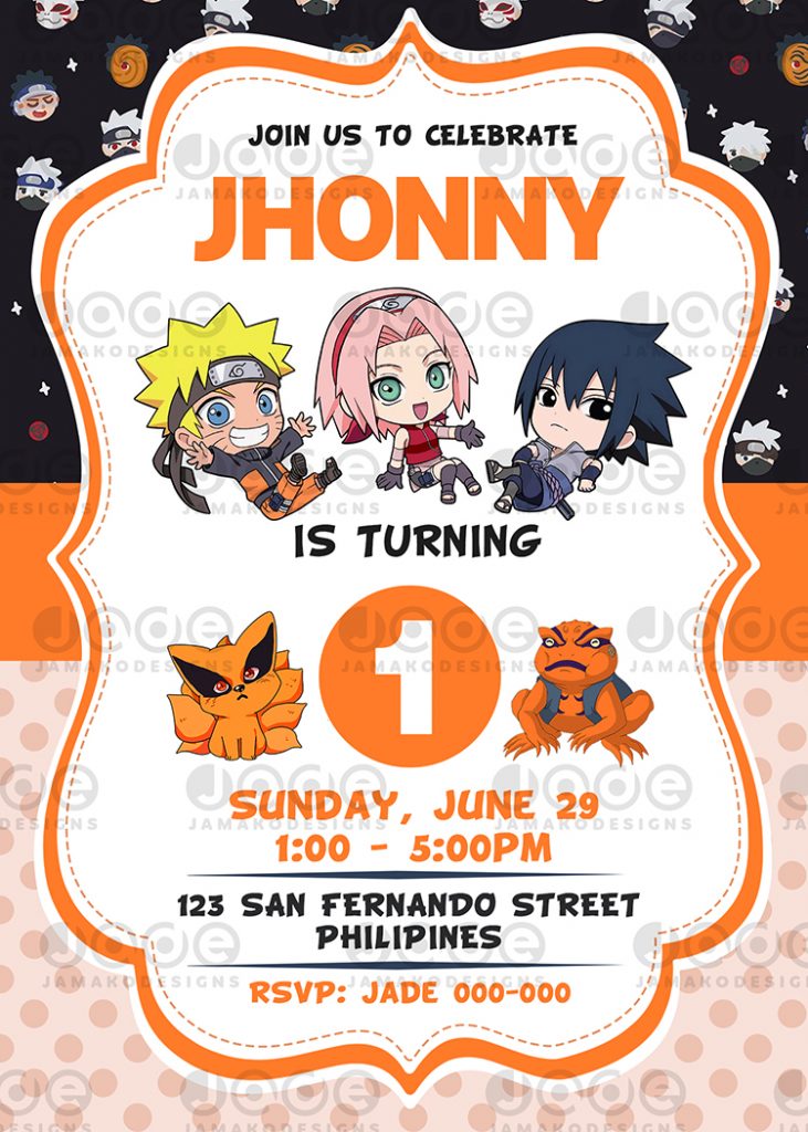 Digital Naruto Birthday Invitation Template - Jamakodesigns