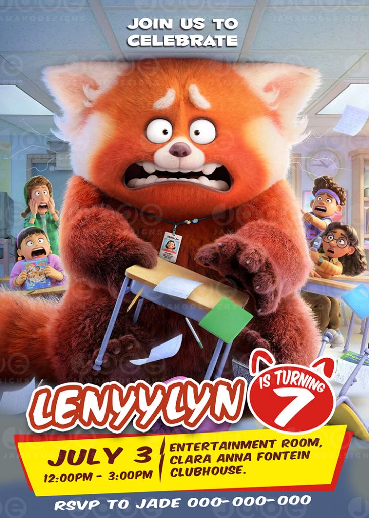 Turning Red Birthday Invitation, Disney Pixar Turning Red Template 4 x ...