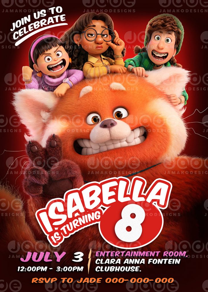 Turning Red Birthday Invitation, Disney Pixar Turning Red Template 4 x ...