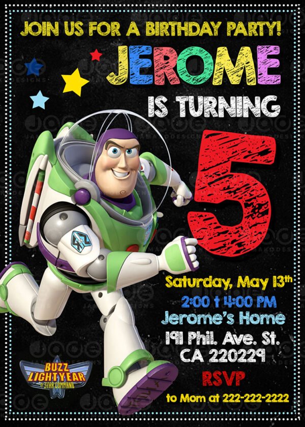 Buzz Lightyear Birthday Invitation, Buzz Lightyear Personalization