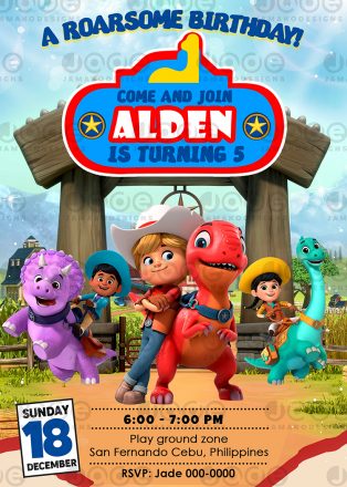 Dino Ranch Birthday Invitation template printable - Jamakodesigns