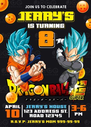 Dragon Ball Z Birthday Invitation Printable Template - Jamakodesigns