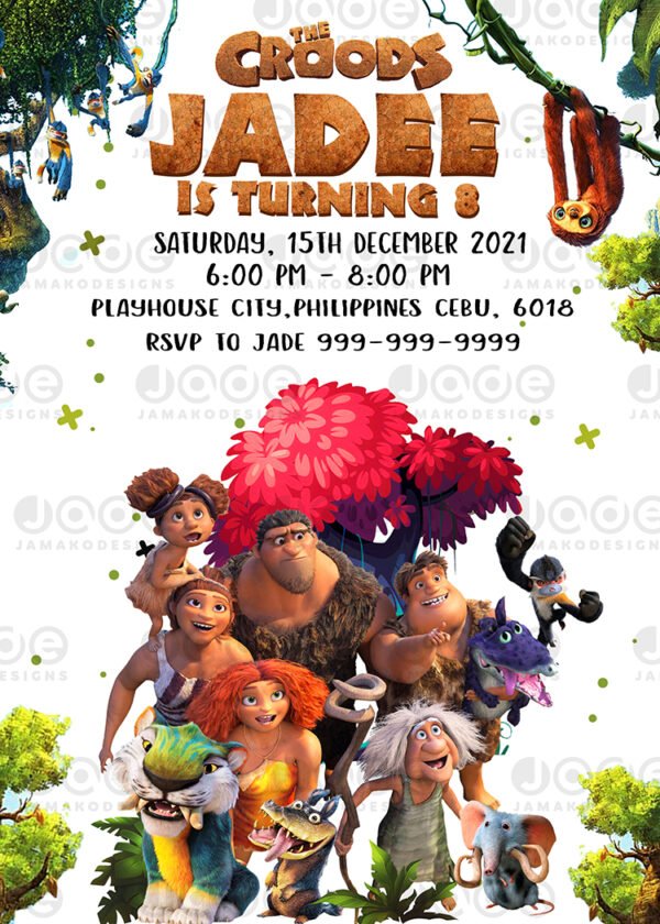 The Croods Digital Birthday Invitation Printable 4 x 6 and 5 x 7 Template