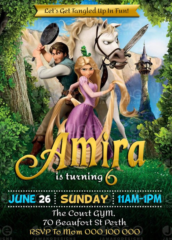 Digital Tangled Birthday Invitation and Printable - Jamakodesigns