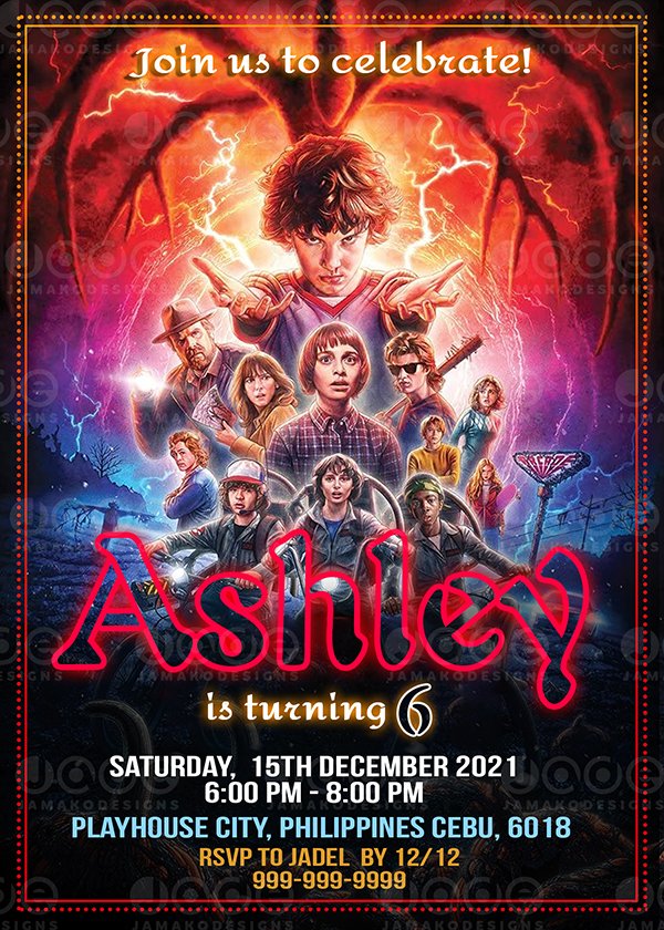 Stranger Things Birthday Party Invitation - Jamakodesigns