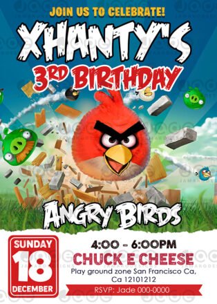 Angry Birds Birthday Invitation - Jamakodesigns