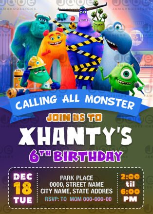 Monsters, Inc. Birthday invitation template - Jamakodesigns