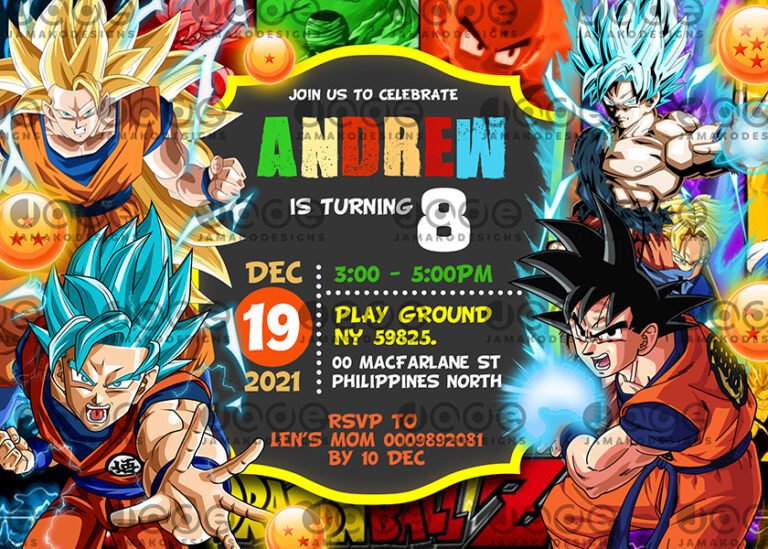 Dragon Ball Z Party printable design - Jamakodesigns