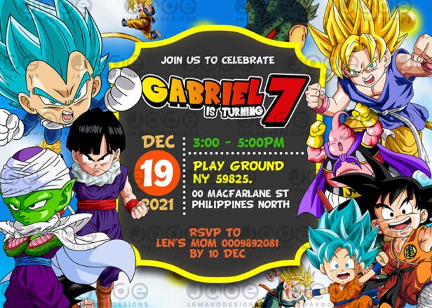 Digital Dragon Ball Z Birthday invitation - Jamakodesigns