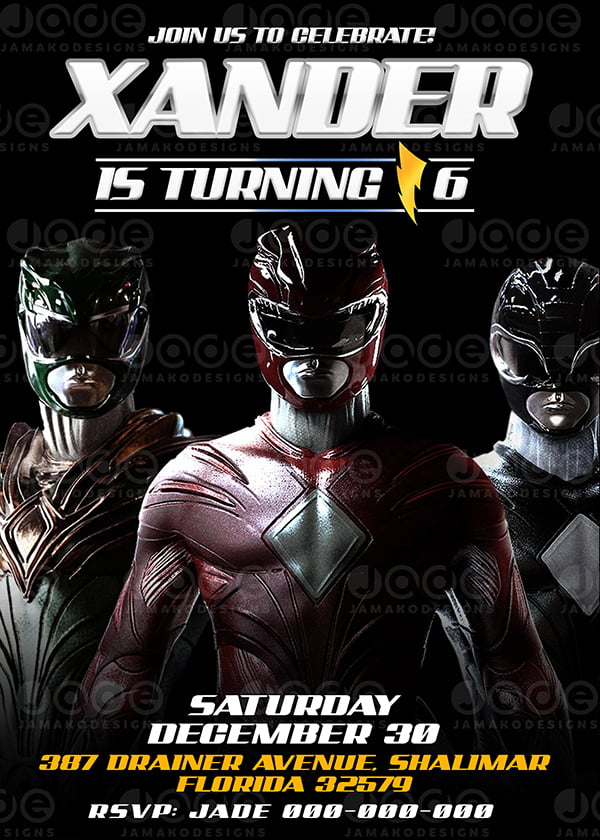 Power Ranger Birthday Invitation Editable Templates - Jamakodesigns
