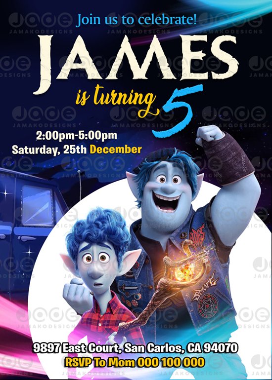 Disney Pixar Onward birthday Invitation - Jamakodesigns