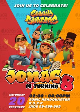 Online game Subway Surfers birthday Invitation - Jamakodesigns