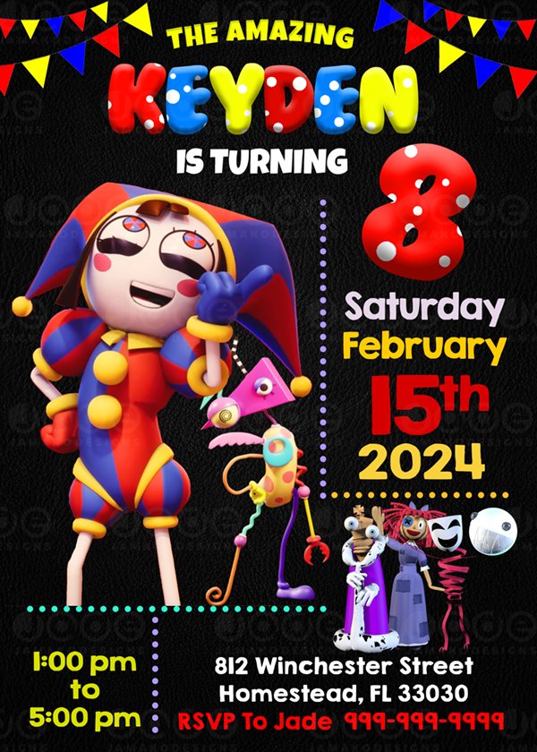 The amazing digital circus Birthday Invitation template - Jamakodesigns