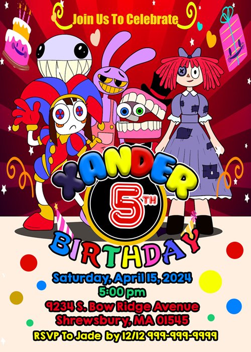 The amazing digital circus Birthday Invitation template - Jamakodesigns