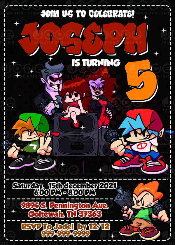 Friday Night Funkin Birthday Template - Jamakodesigns