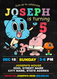 The Amazing World of Gumball Birthday Party Design Template - Jamakodesigns