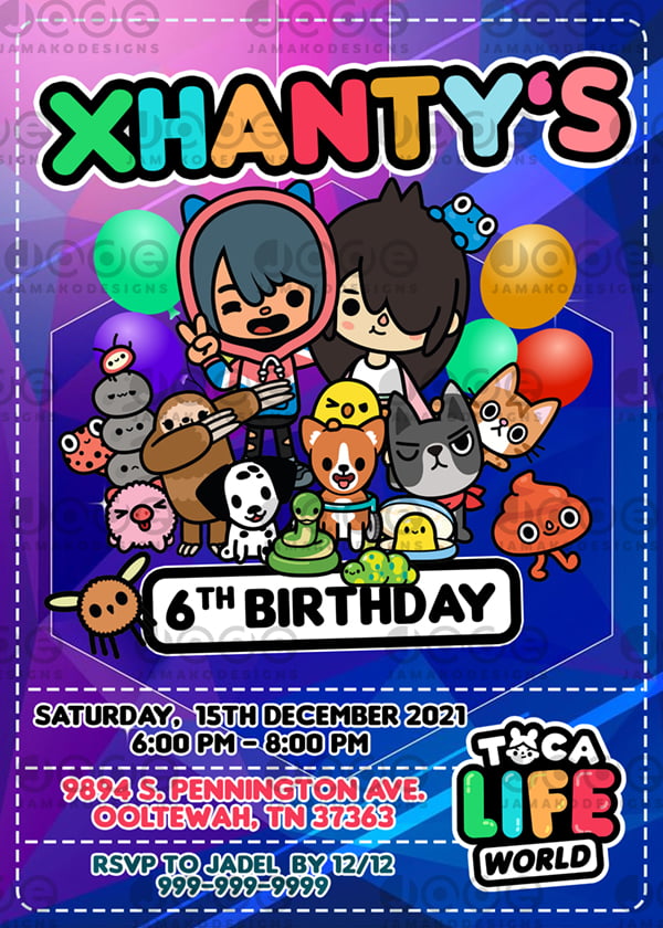 Toca Life World Birthday Invitation Template - Jamakodesigns
