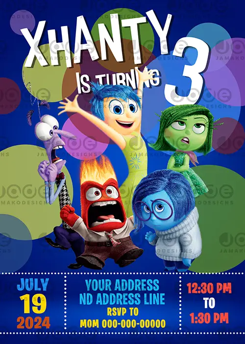 Inside Out Birthday Invitation printable template - Jamakodesigns