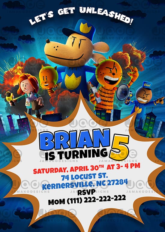 Dogman Birthday Invitation Template - Jamakodesigns