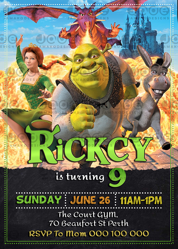 Shrek Birthday Invitation Template - Jamakodesigns